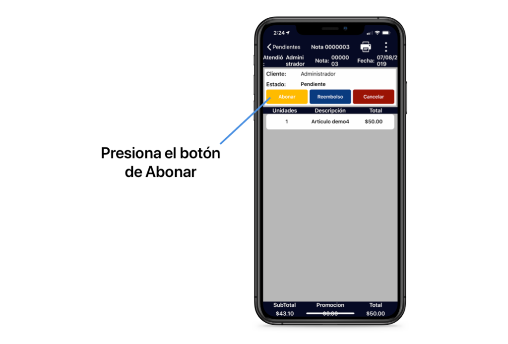 Usar función de abonos - Lycaios POS