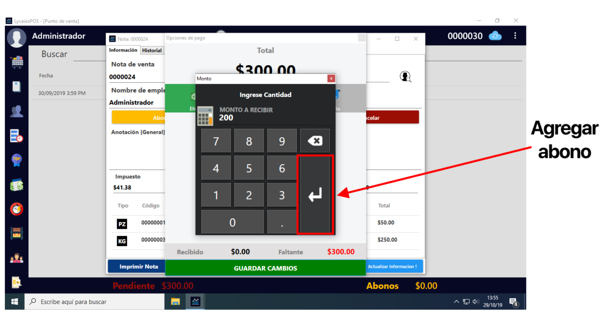 Usar función de abonos - Lycaios POS